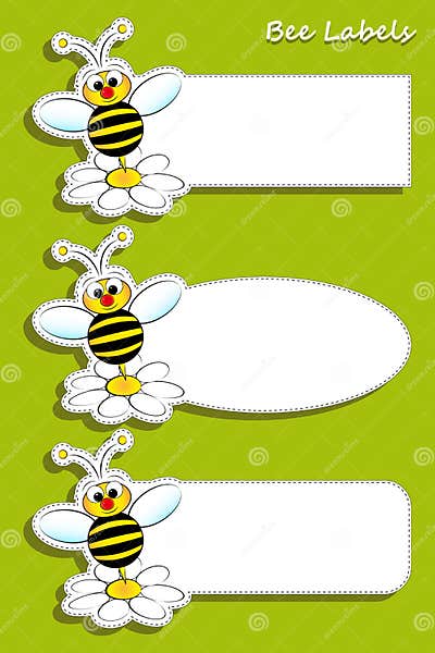 Labels with Bee, Illustration for Kids Stock Vector - Illustration of ...
