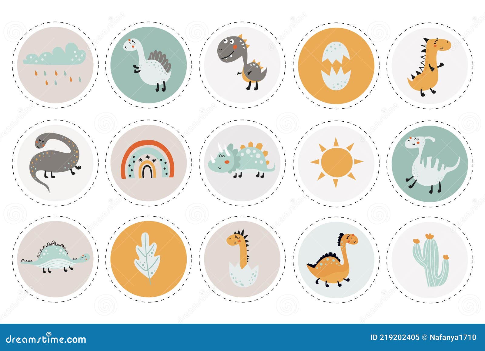 Labels Collection with Dinosaurs and Items. Stock Vector - Illustration ...