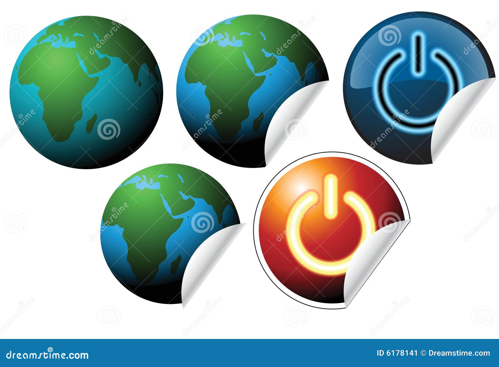 Labels with earth globe stock vector. Illustration of promotion - 6178141