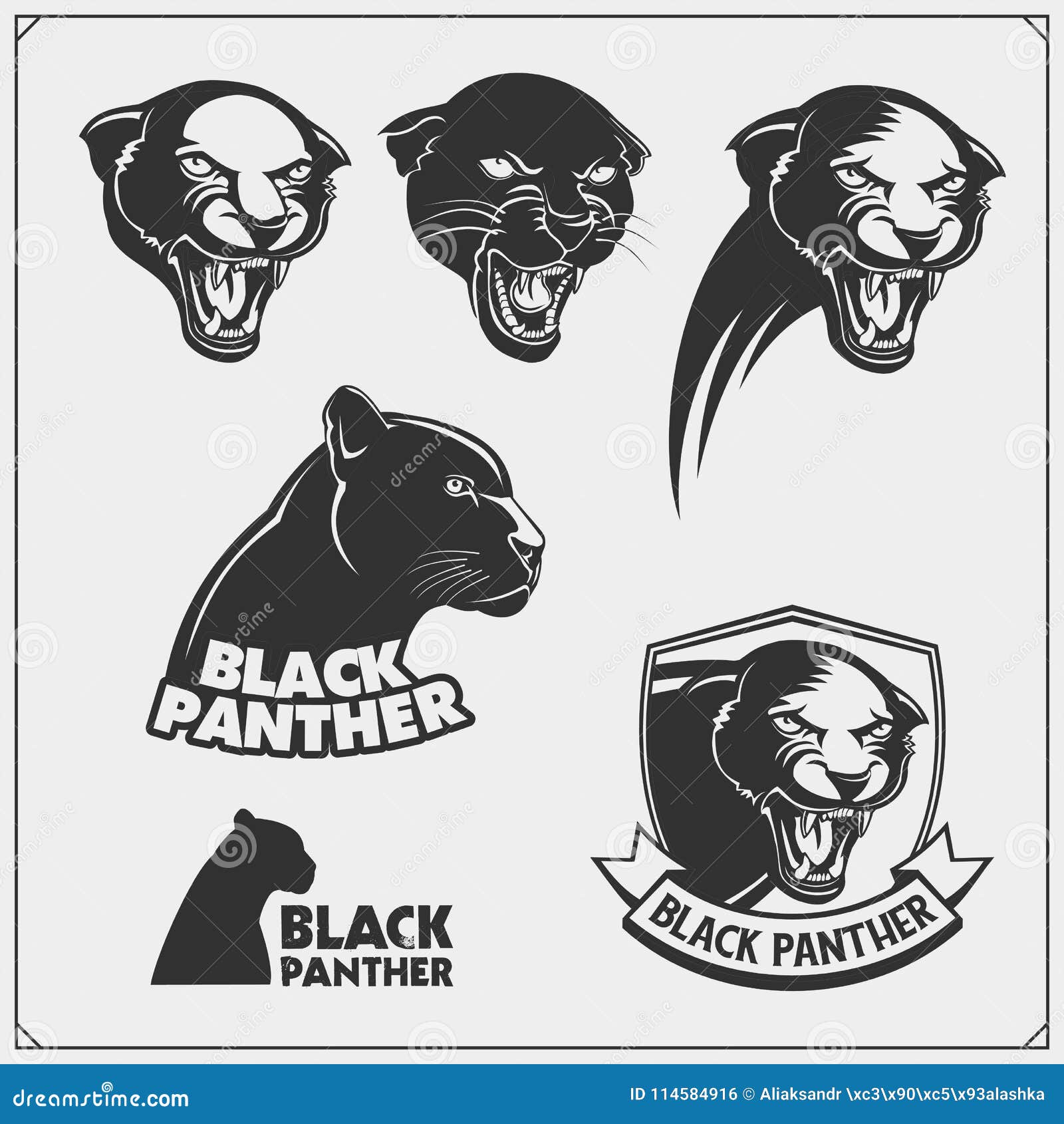 Labels, Emblems and Design Elements for Sport Club with Panther. Stock ...