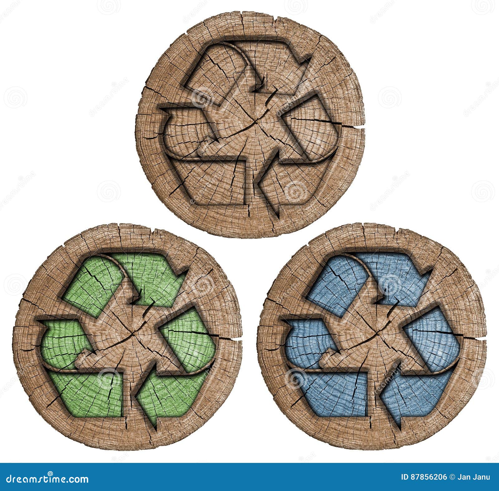 Labels En Bois Avec Réutiliser Le Symbole Illustration Stock ...