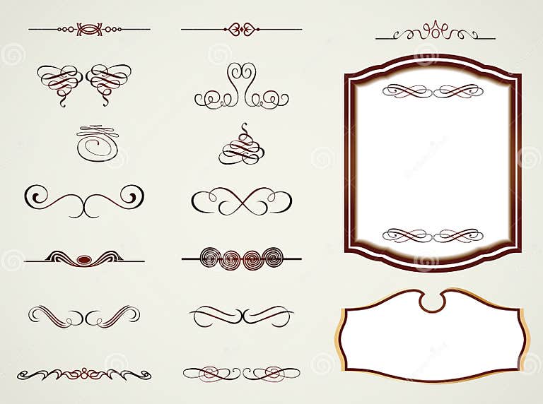 Labels Frames and Calligraphic Elements. Vector Stock Illustration ...