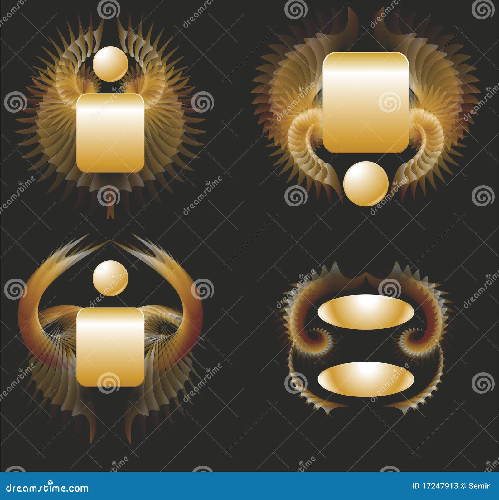 Labels Golden wings set stock vector. Illustration of curl - 17247913