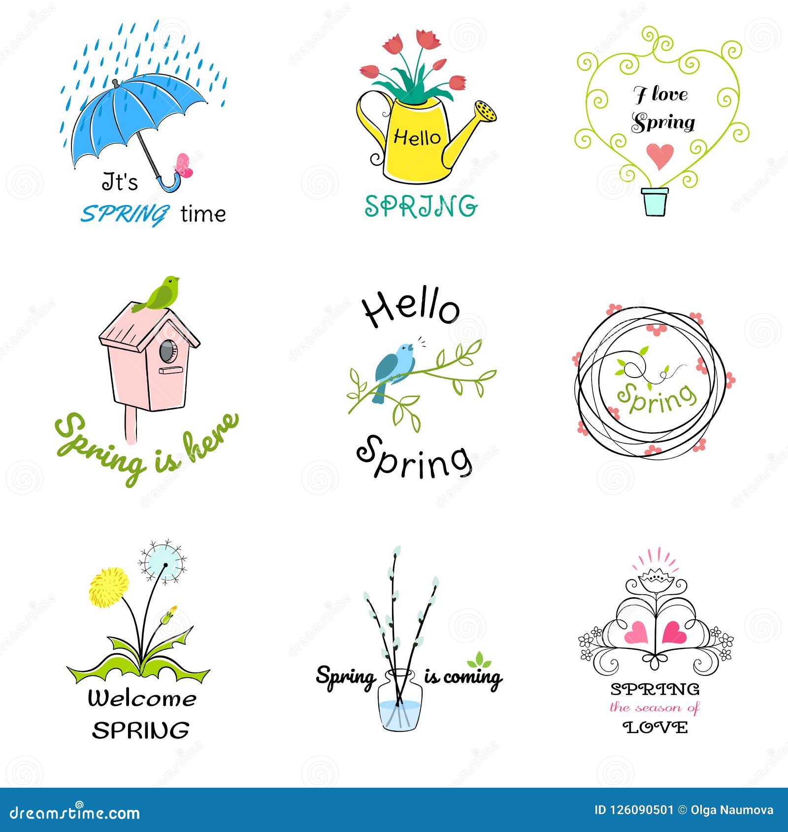 Labels with Hand Written Phrases about Spring Stock Vector ...