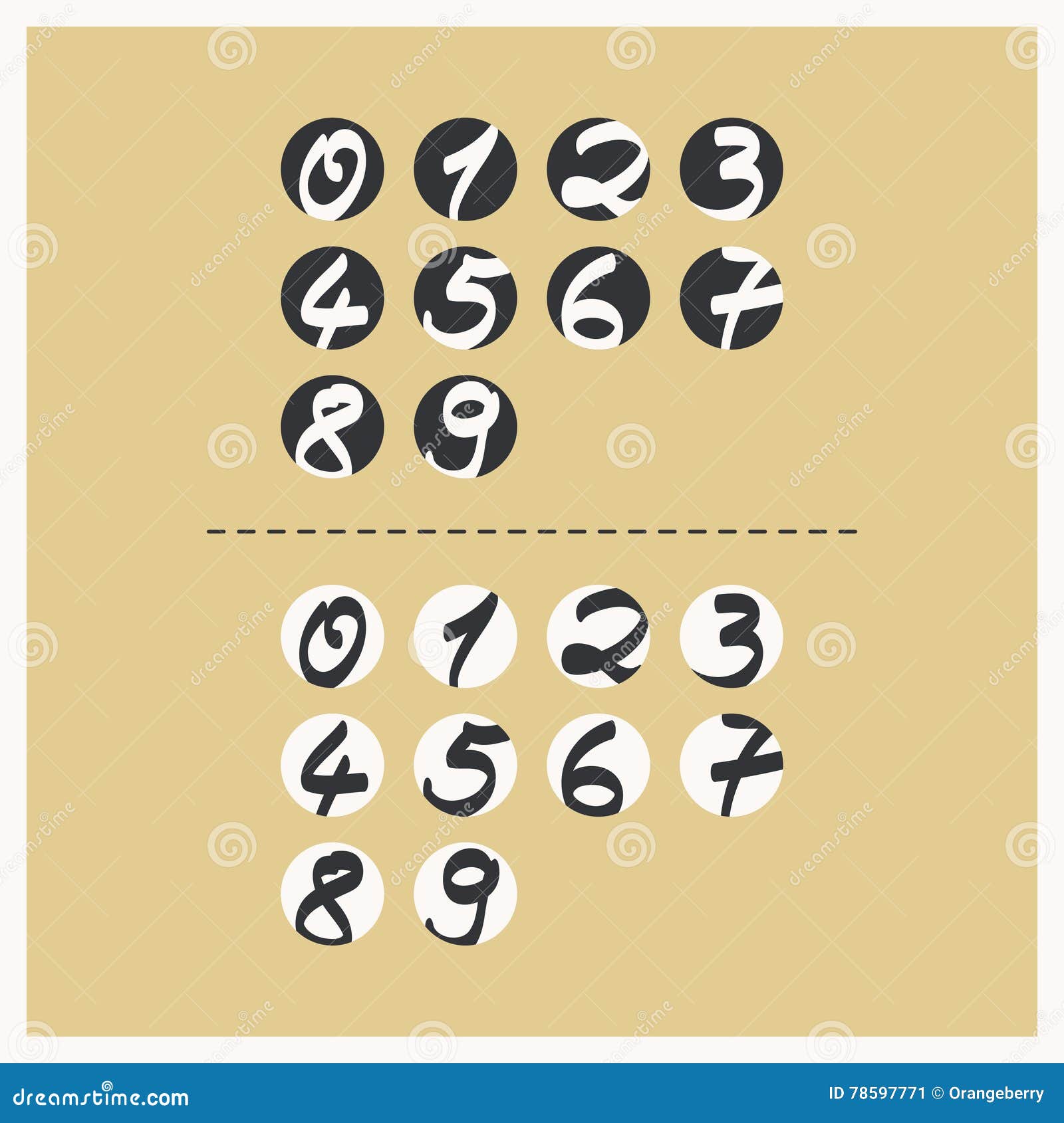 Labels with Handwritten Numbers Stock Vector - Illustration of circle ...