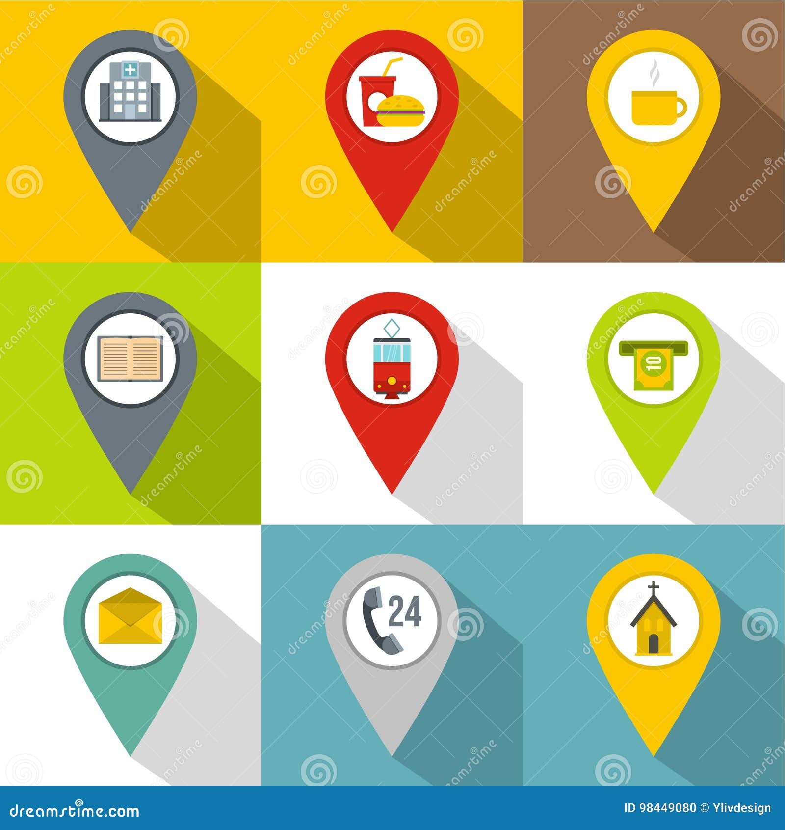 Labels Icons Set, Flat Style Stock Vector - Illustration of direction ...