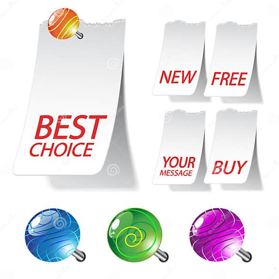 Labels with push pin stock vector. Illustration of discount - 22468409