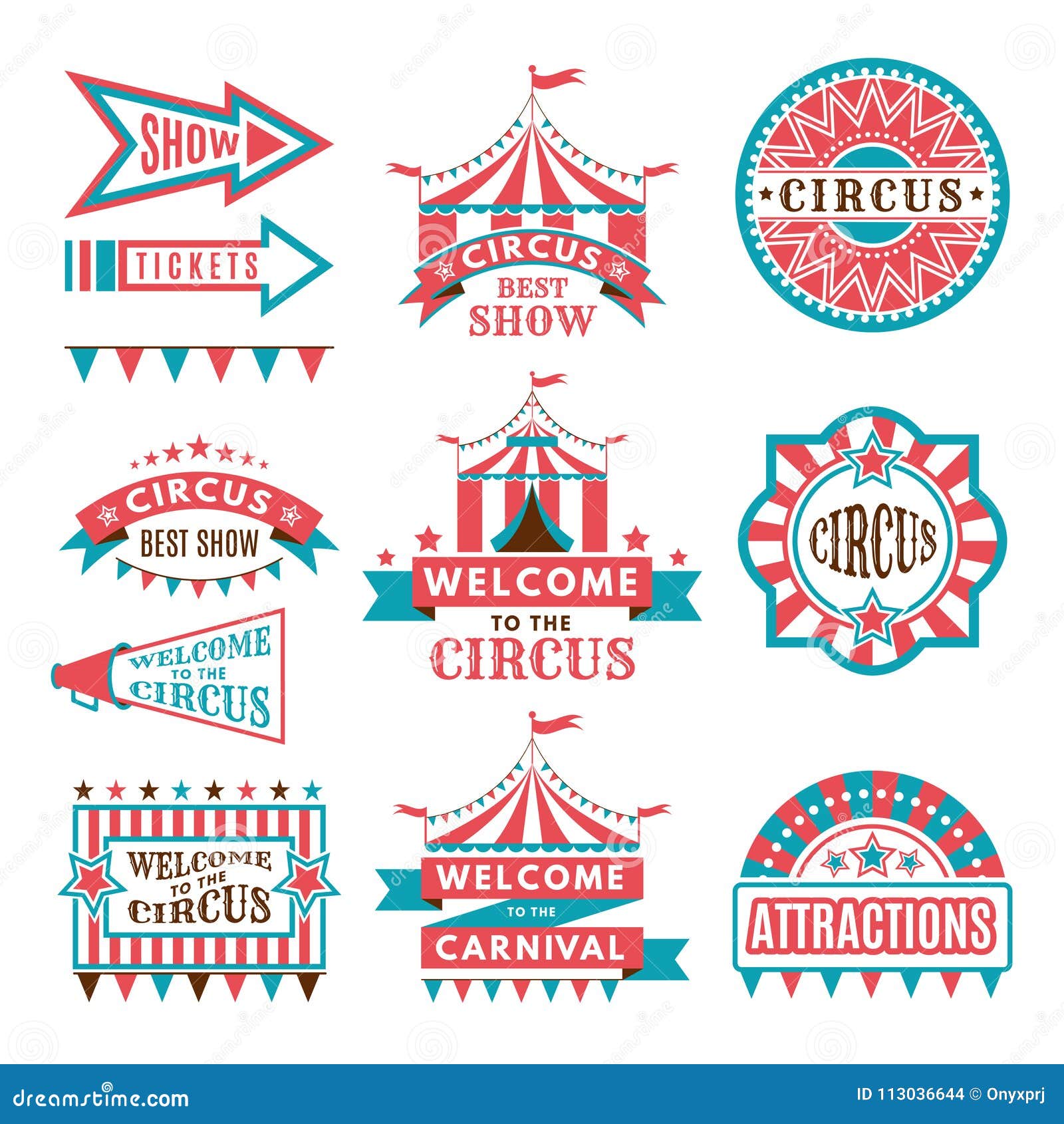 Labels in Retro Style. Logos for Circus Entertainment Stock Vector ...