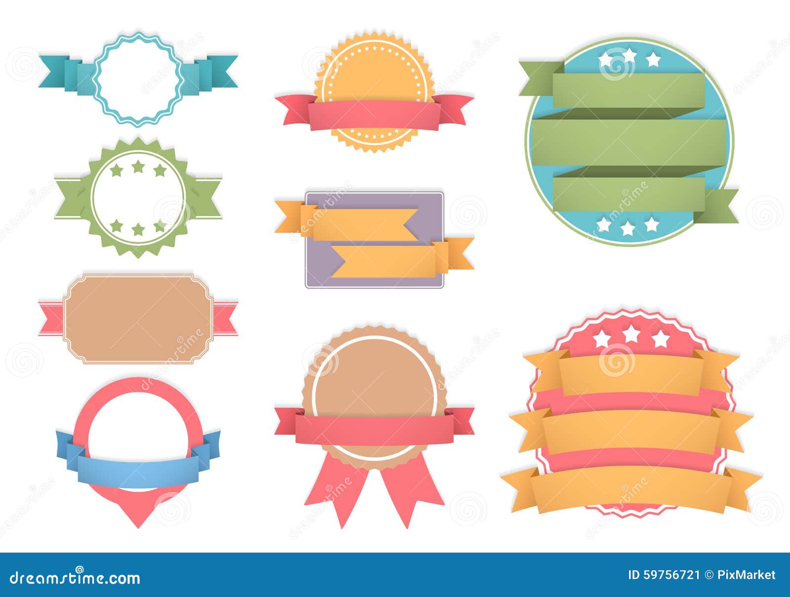 Labels with Ribbons stock vector. Illustration of decoration - 59756721