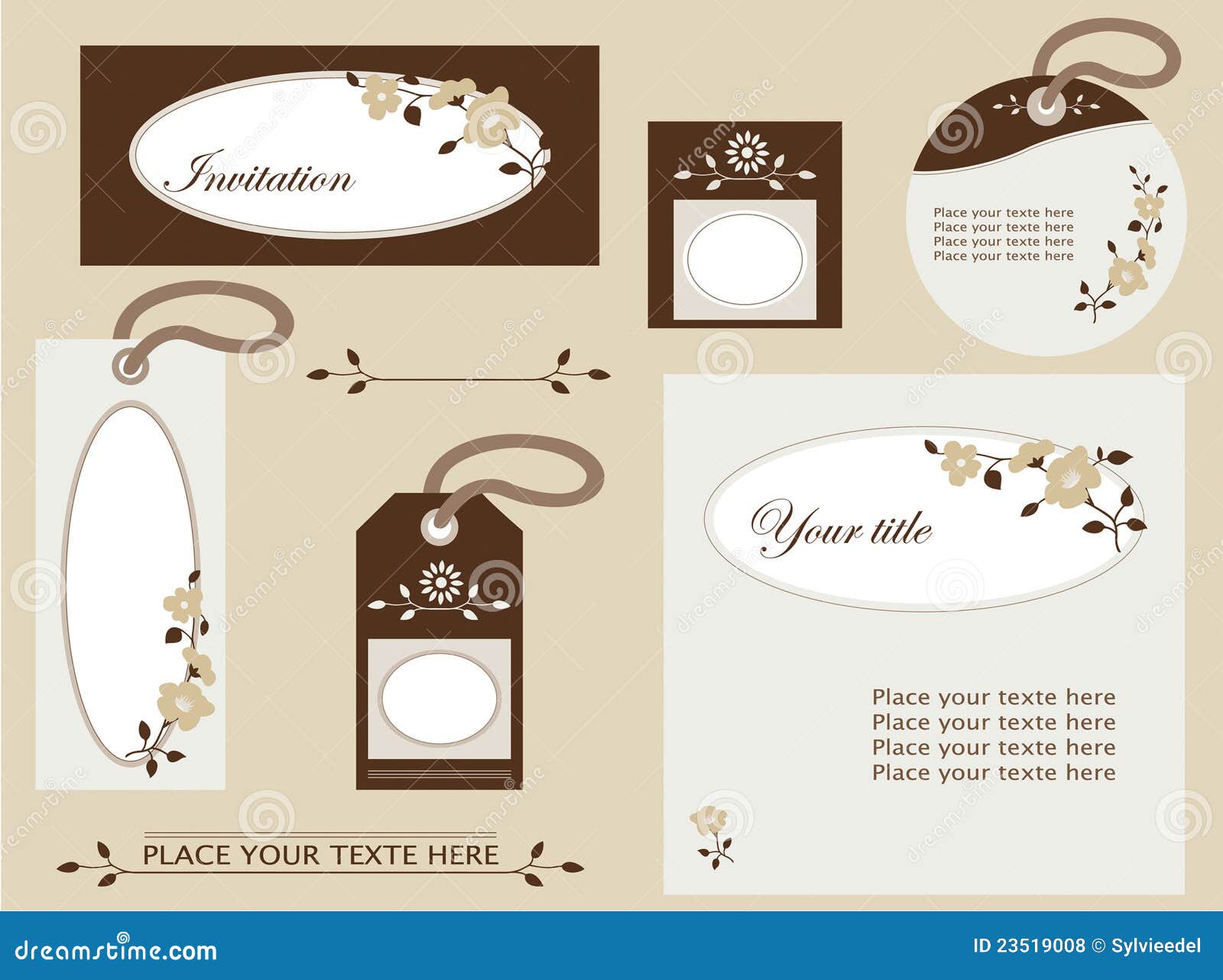 Labels romantic brown stock vector. Illustration of decoration - 23519008