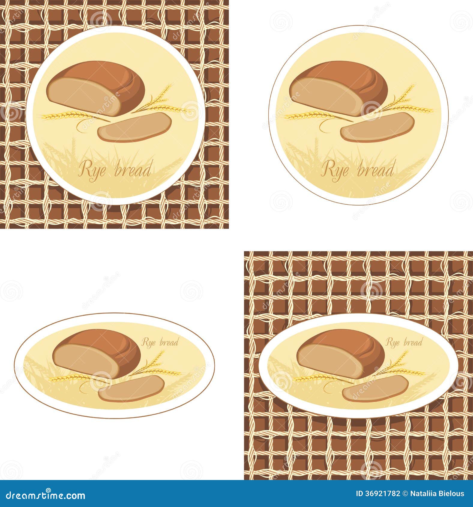 Labels with Rye Bread and Wheat Ears on the Gunny Stock Vector ...