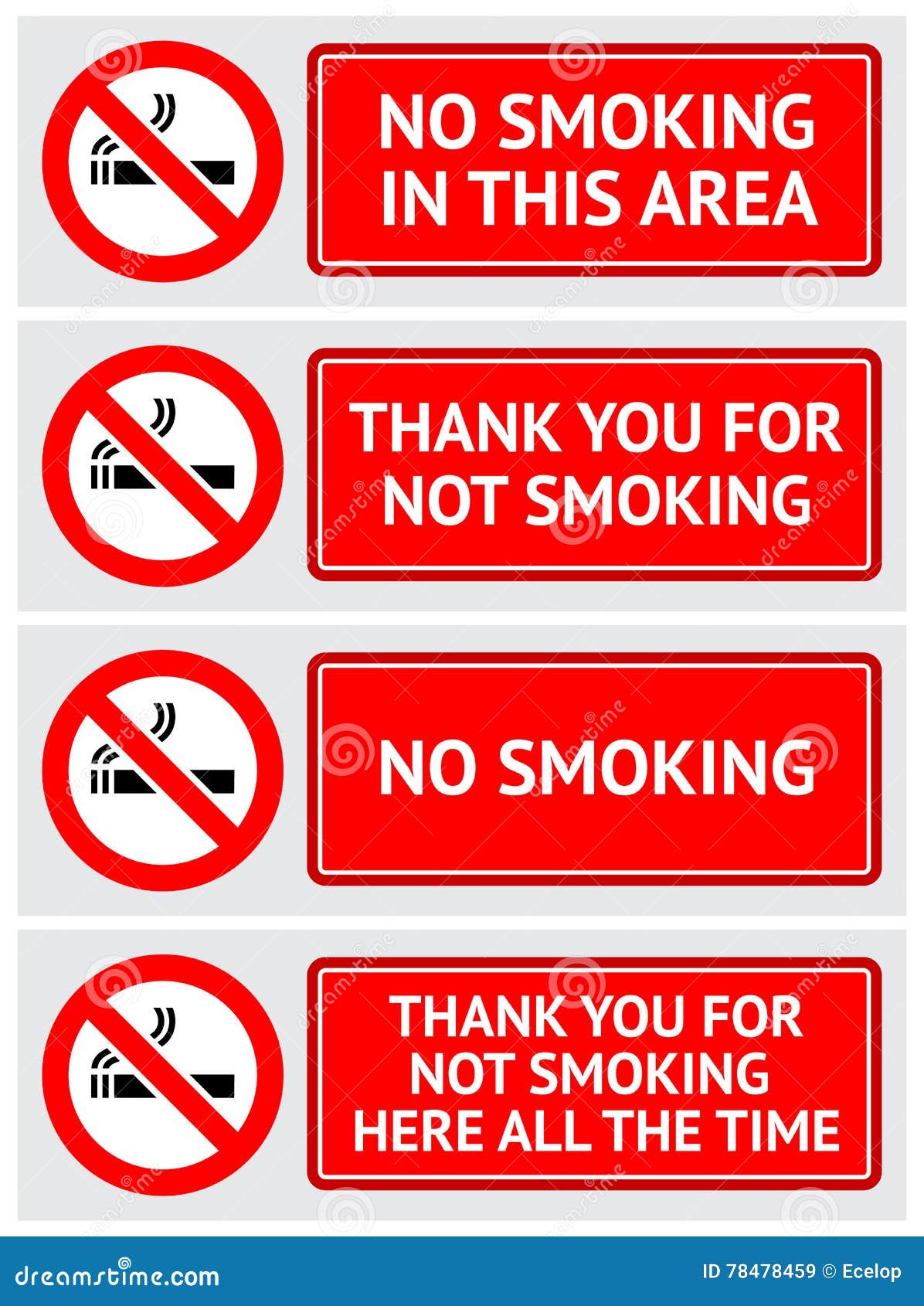 Labels Set No Smoking Stickers Stock Vector - Illustration of alarm ...