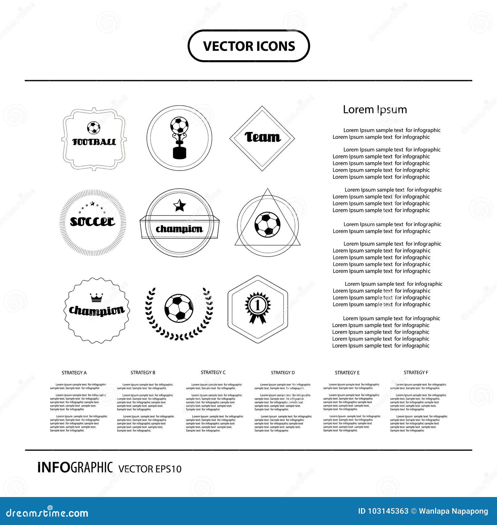 Football Champion With Golden Trophy, Vector Illustration. Happy Soccer ...