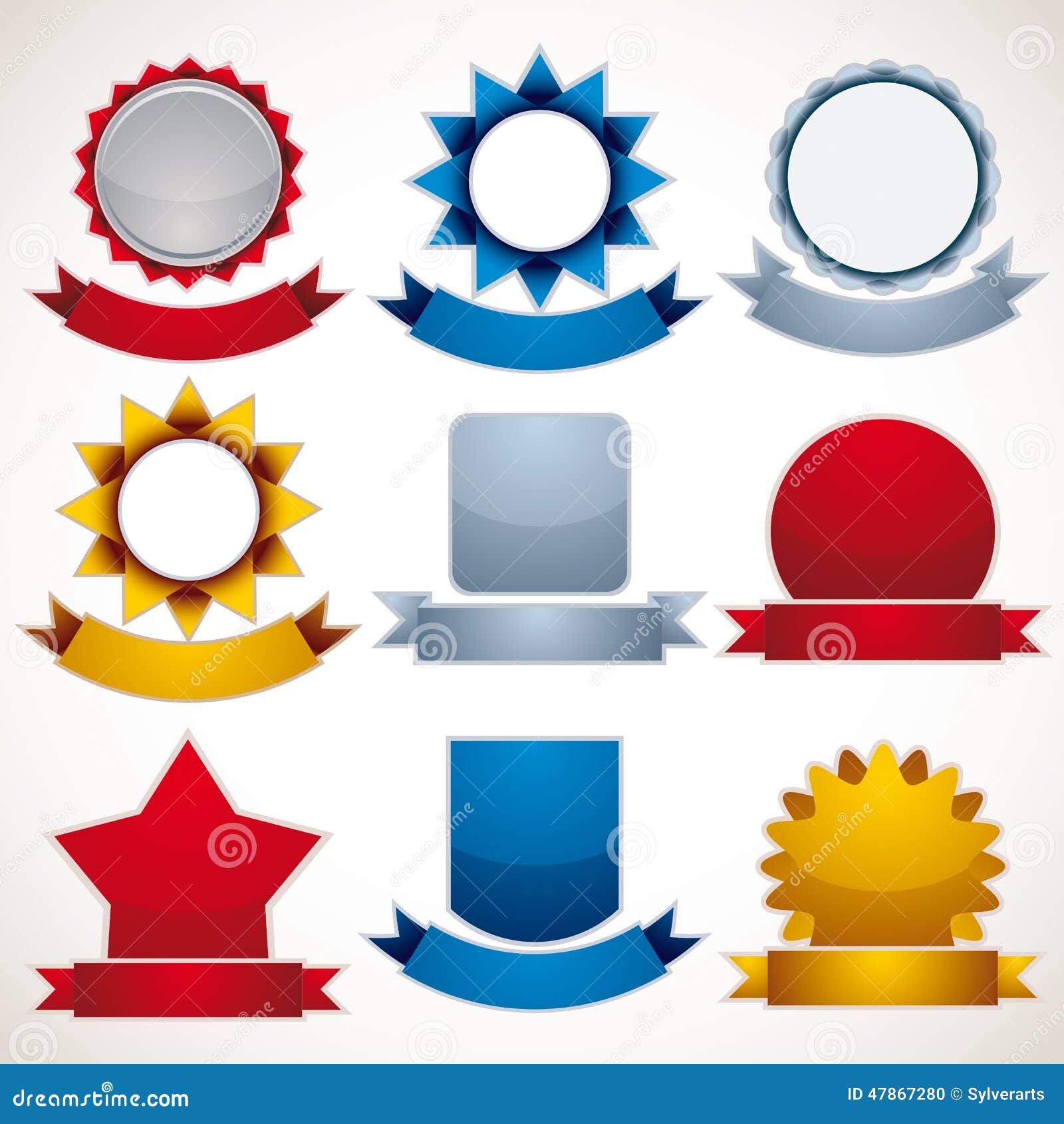 Labels Set with Stars and Ribbons. Stock Vector - Illustration of ...