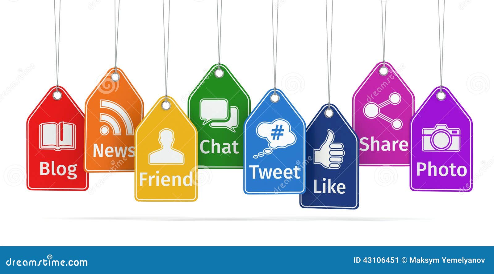 Labels with Social Media Icons. Concept Stock Illustration ...