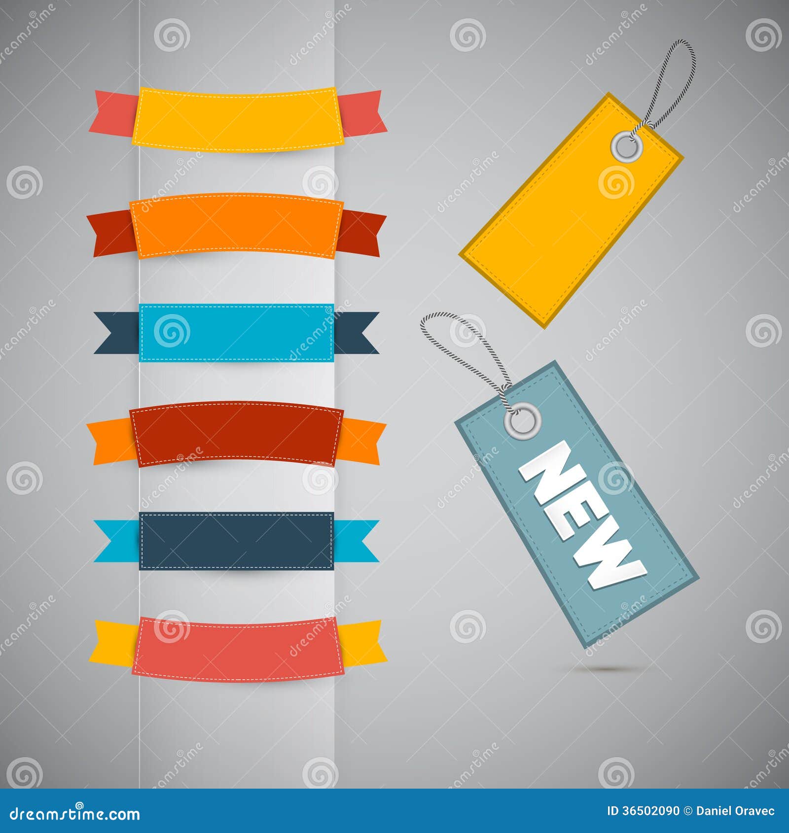 Labels, Tags, Ribbons Set in Retro Colors Stock Vector - Illustration ...