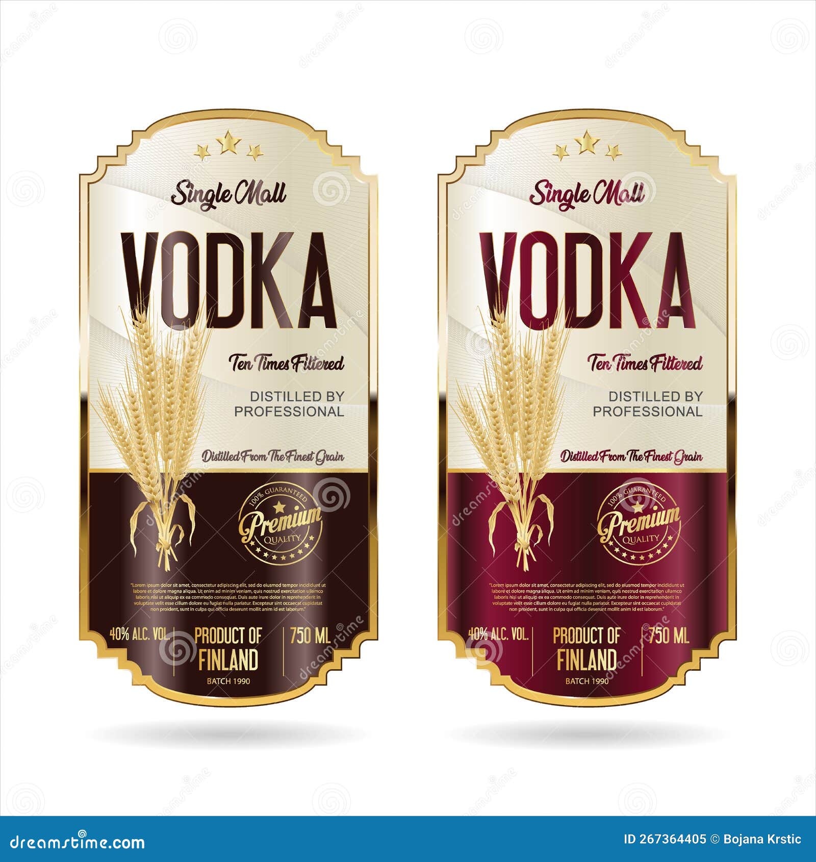 Labels for Vodka with Wheat Vector Stock Illustration Stock Vector ...