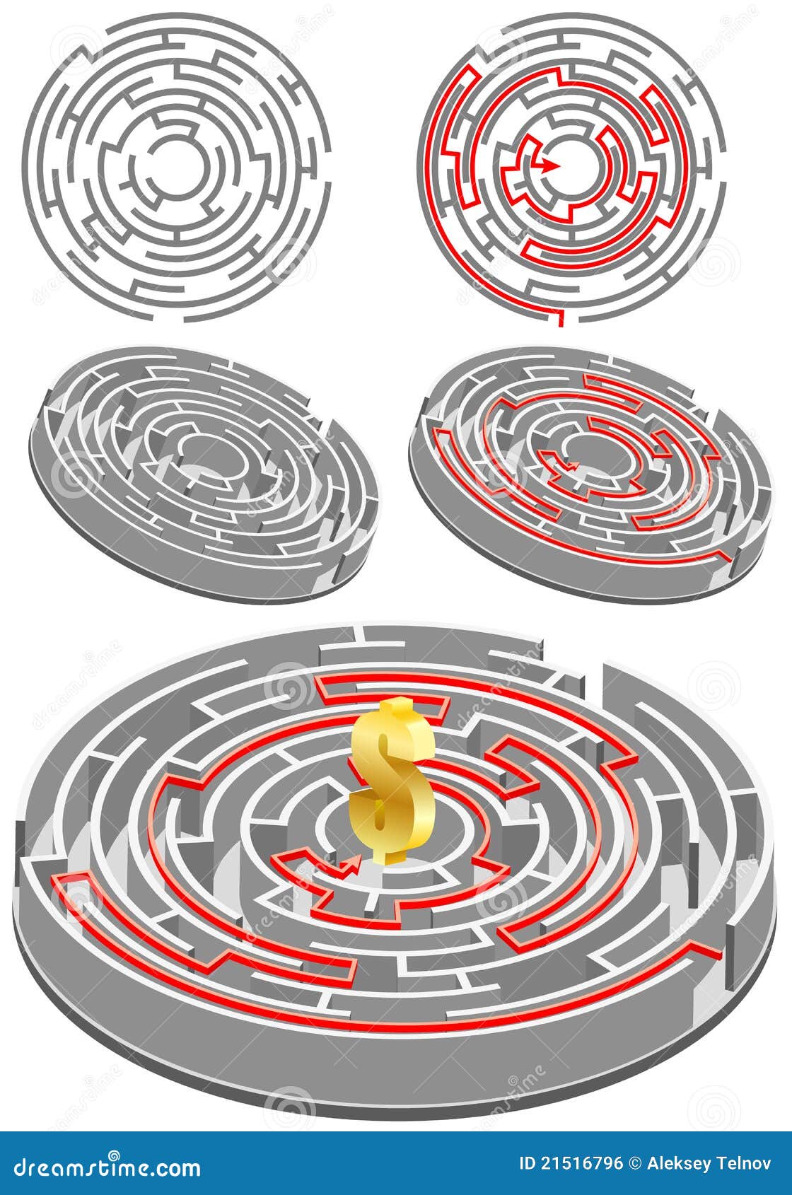 Laberinto circular ilustración del vector. Ilustración de ruta - 21516796