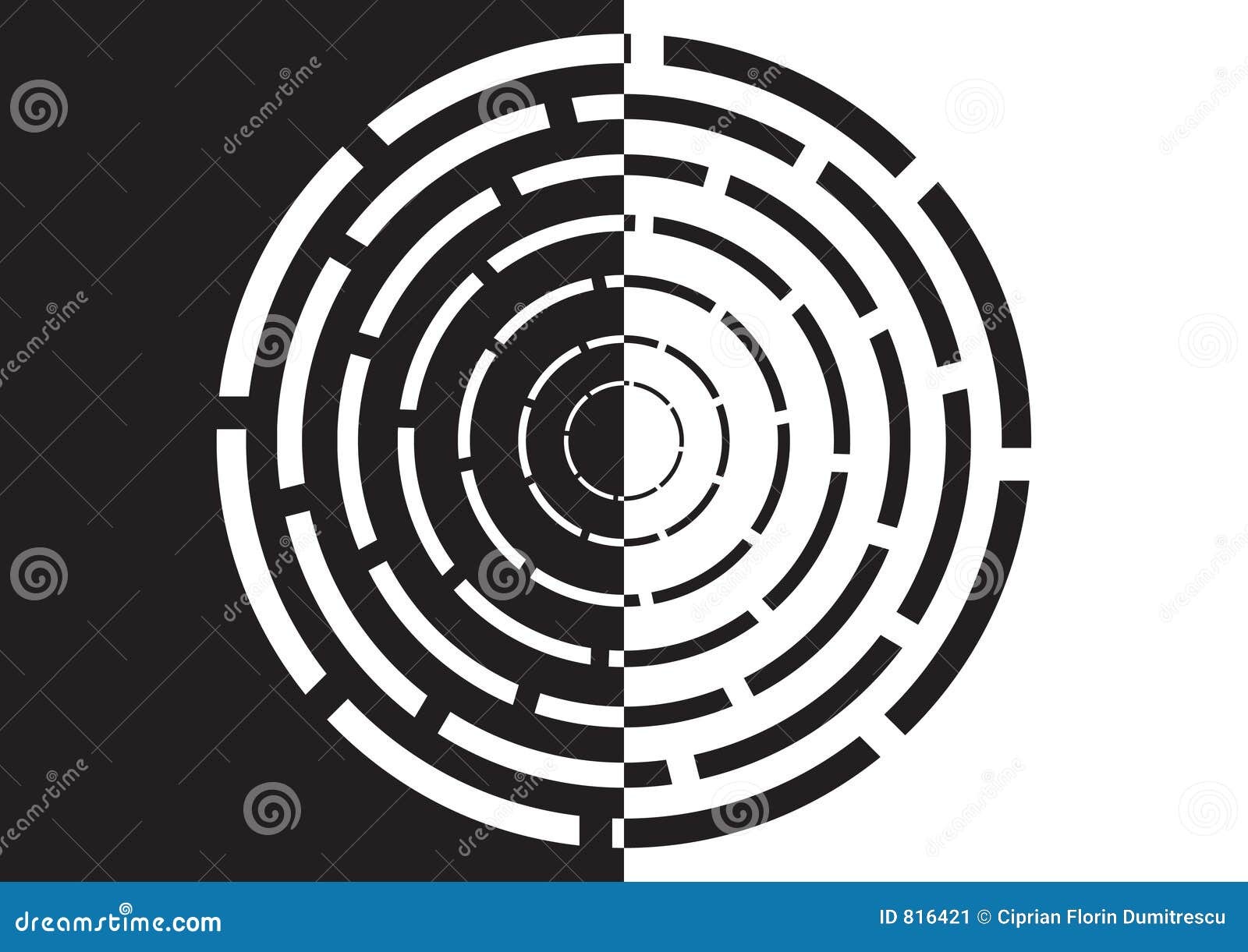 Laberinto Circular Blanco Y Negro Ilustración del Vector - Ilustración ...