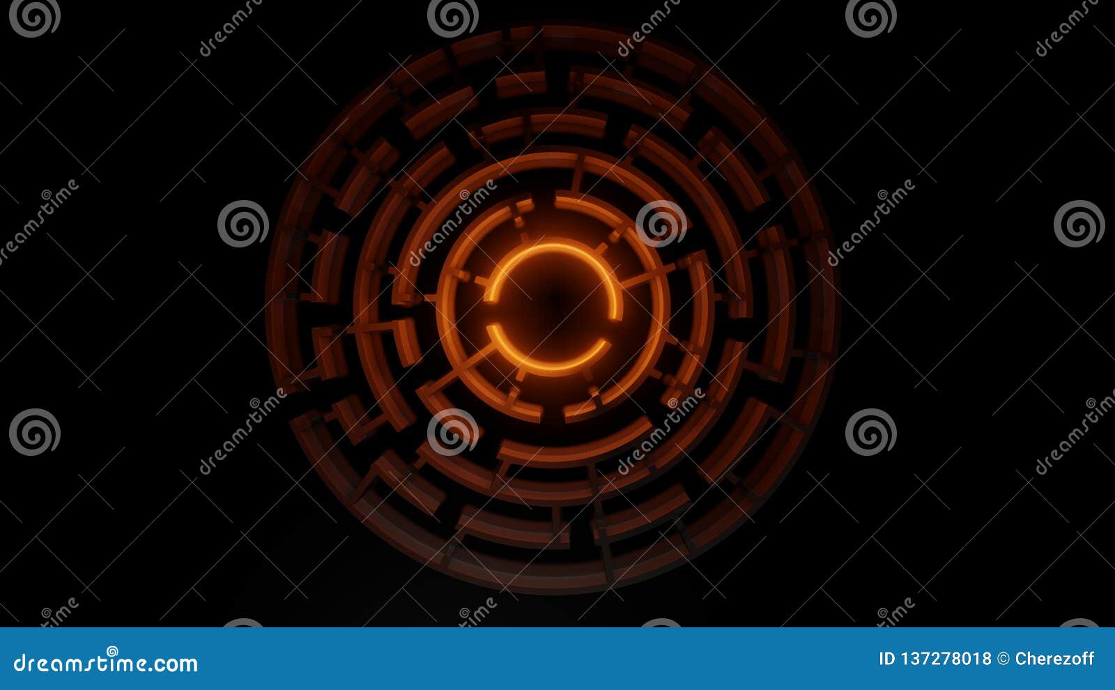 Laberinto Circular 3D Con Un Flash Rojo Brillante Stock de ilustración ...