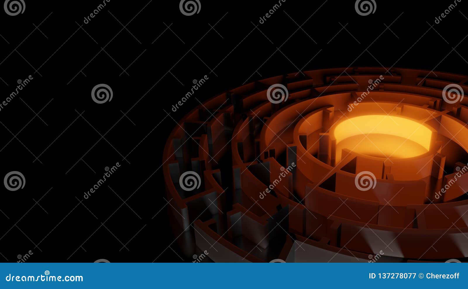 Laberinto Circular 3D Con Un Flash Rojo Brillante Stock de ilustración ...