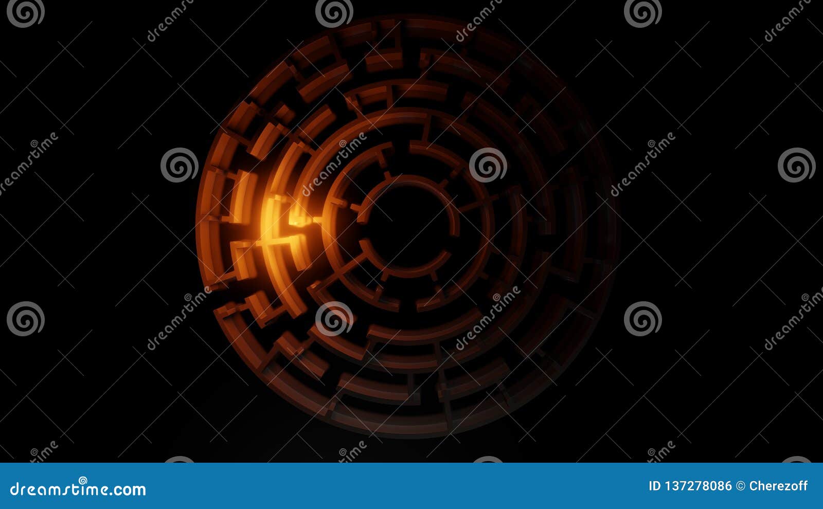 Laberinto Circular 3D Con Un Flash Rojo Brillante Stock de ilustración ...