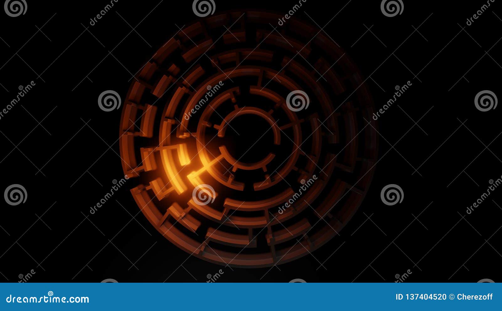 Laberinto Circular 3D Con Un Flash Rojo Brillante Stock de ilustración ...