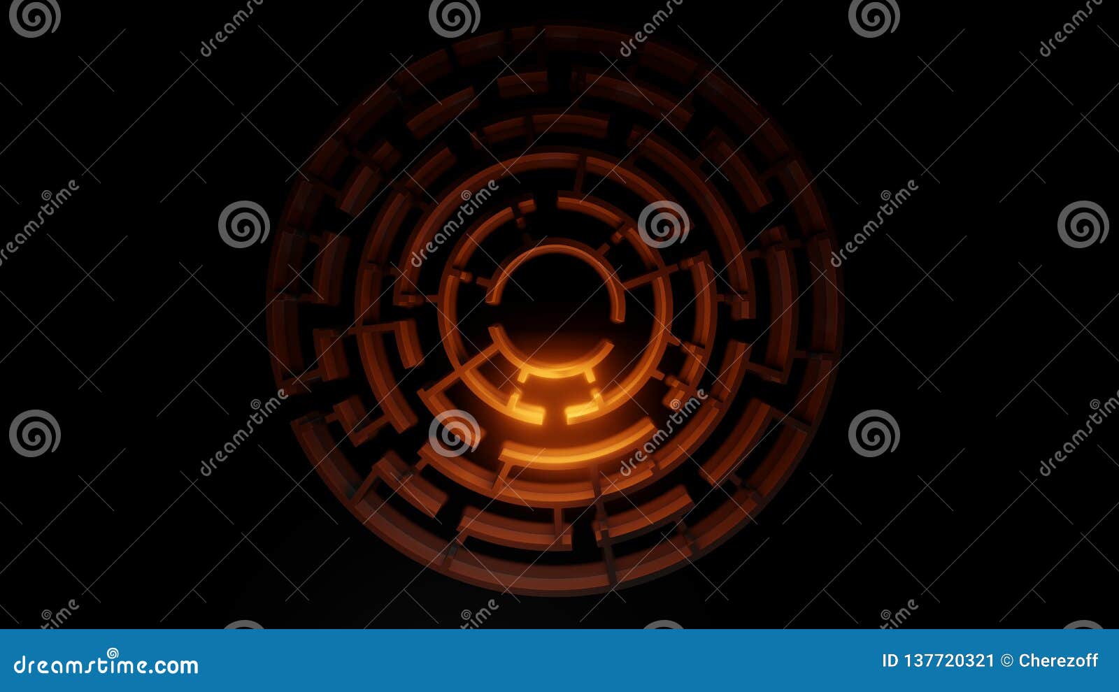 Laberinto Circular 3D Con Un Flash Rojo Brillante Stock de ilustración ...