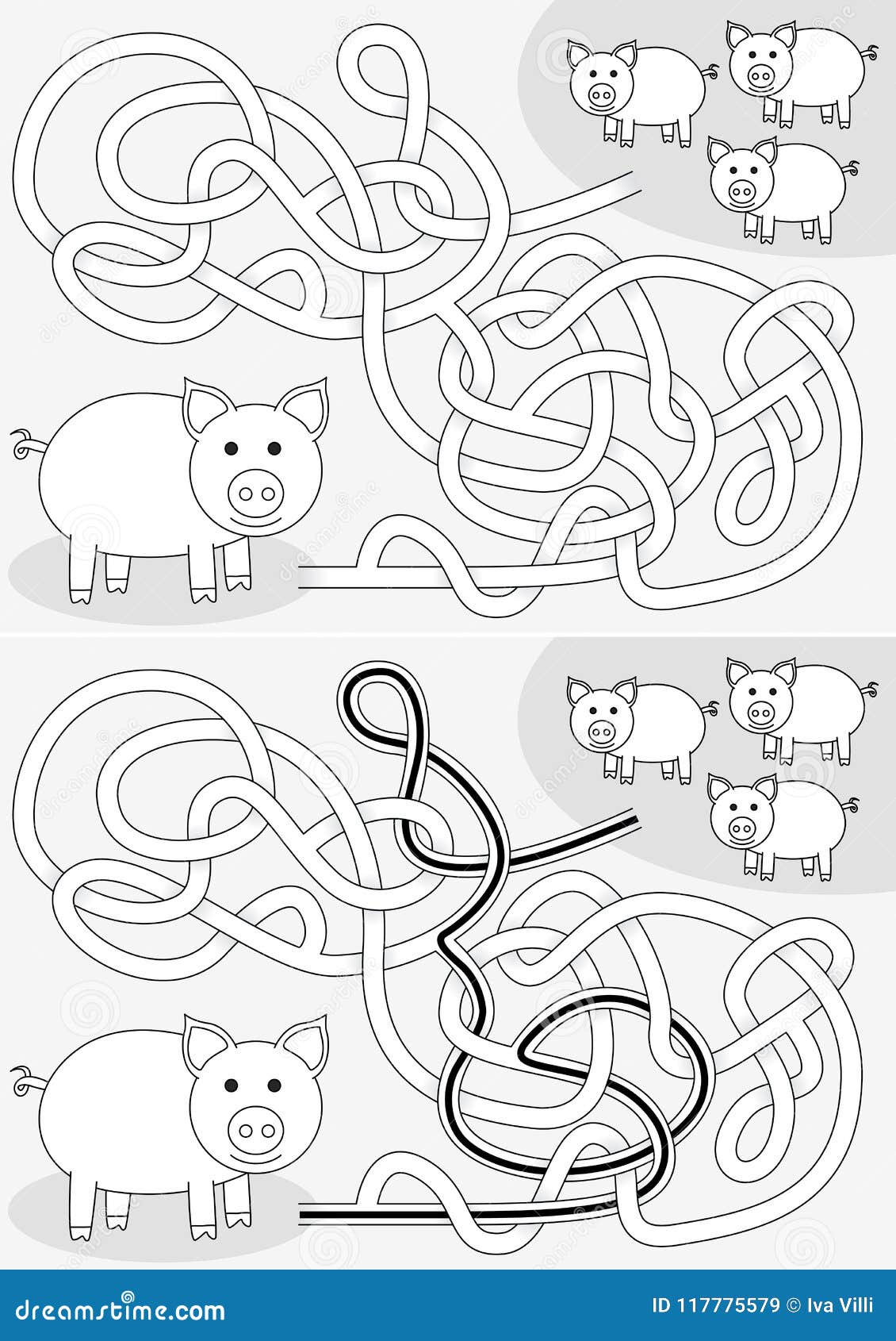 Laberinto de los cerdos ilustración del vector. Ilustración de ...
