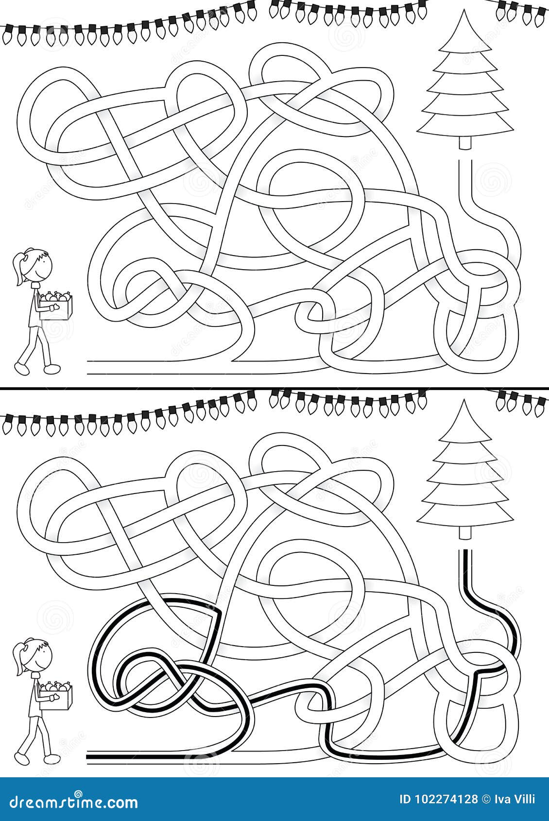 Laberinto Del árbol De Navidad Ilustración del Vector - Ilustración de ...