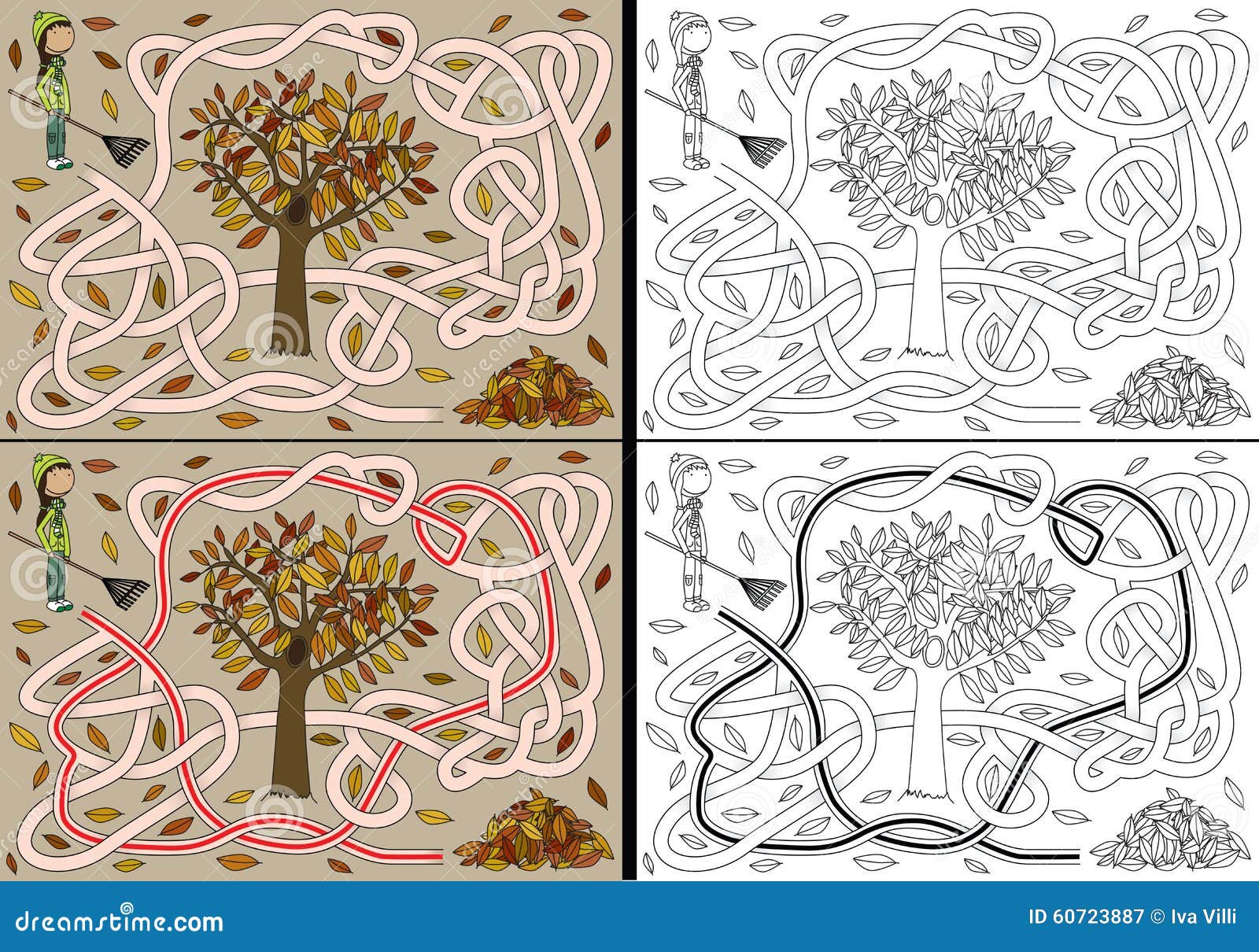Laberinto del otoño ilustración del vector. Ilustración de cerebro ...