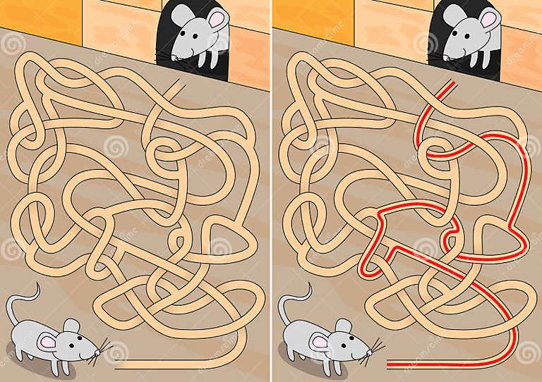 Laberinto del ratón ilustración del vector. Ilustración de juego - 82174785