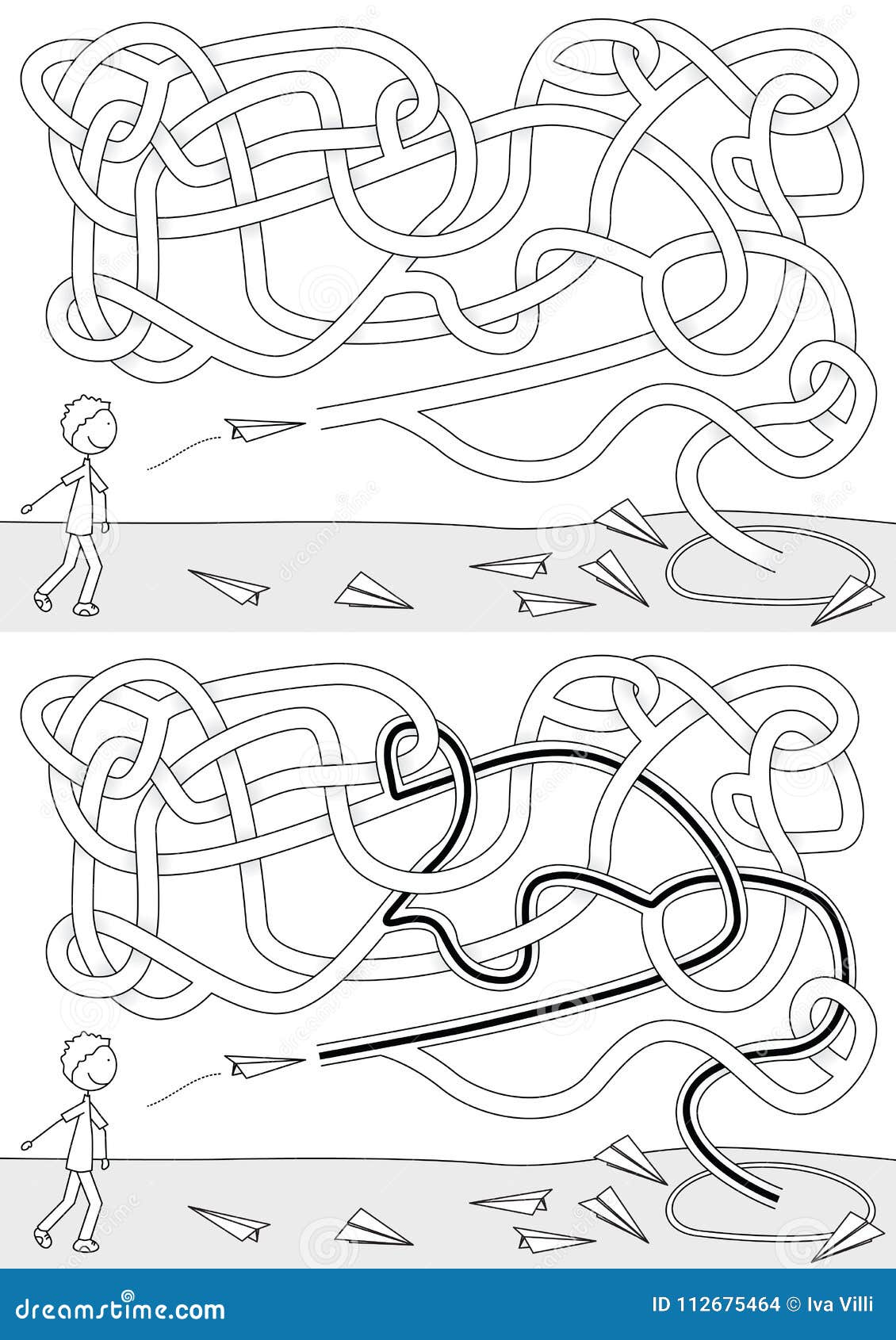 Laberinto plano de papel ilustración del vector. Ilustración de juego ...