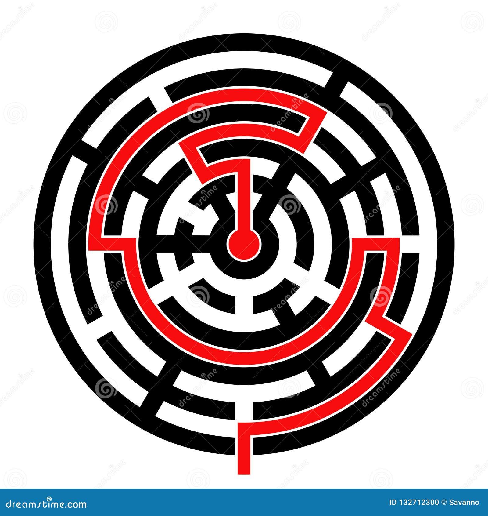 Laberinto Redondo Con La Trayectoria Roja a Centrarse Ilustración del ...