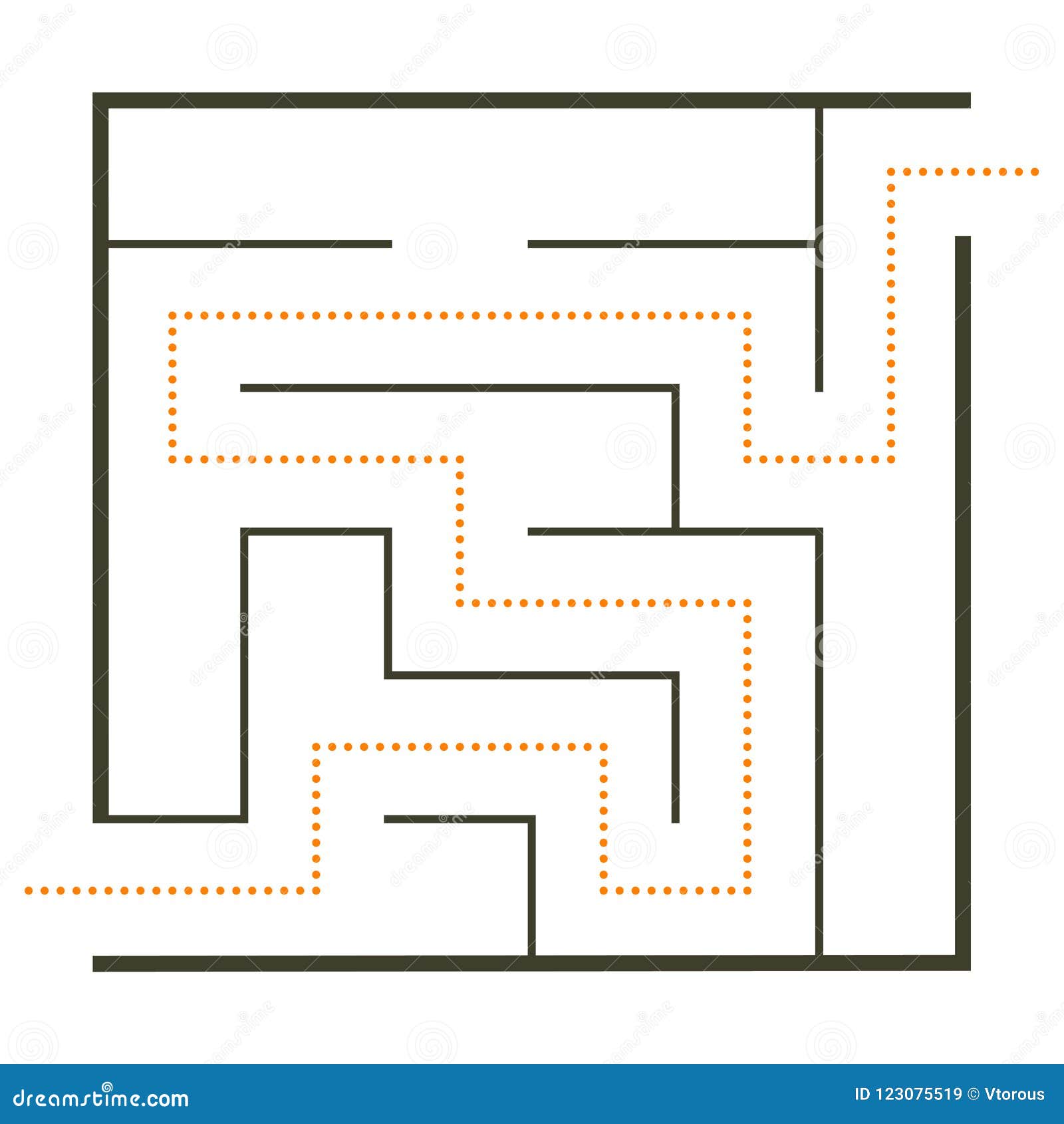 Laberinto Simple Con La Solución De La Trayectoria Ilustración del ...