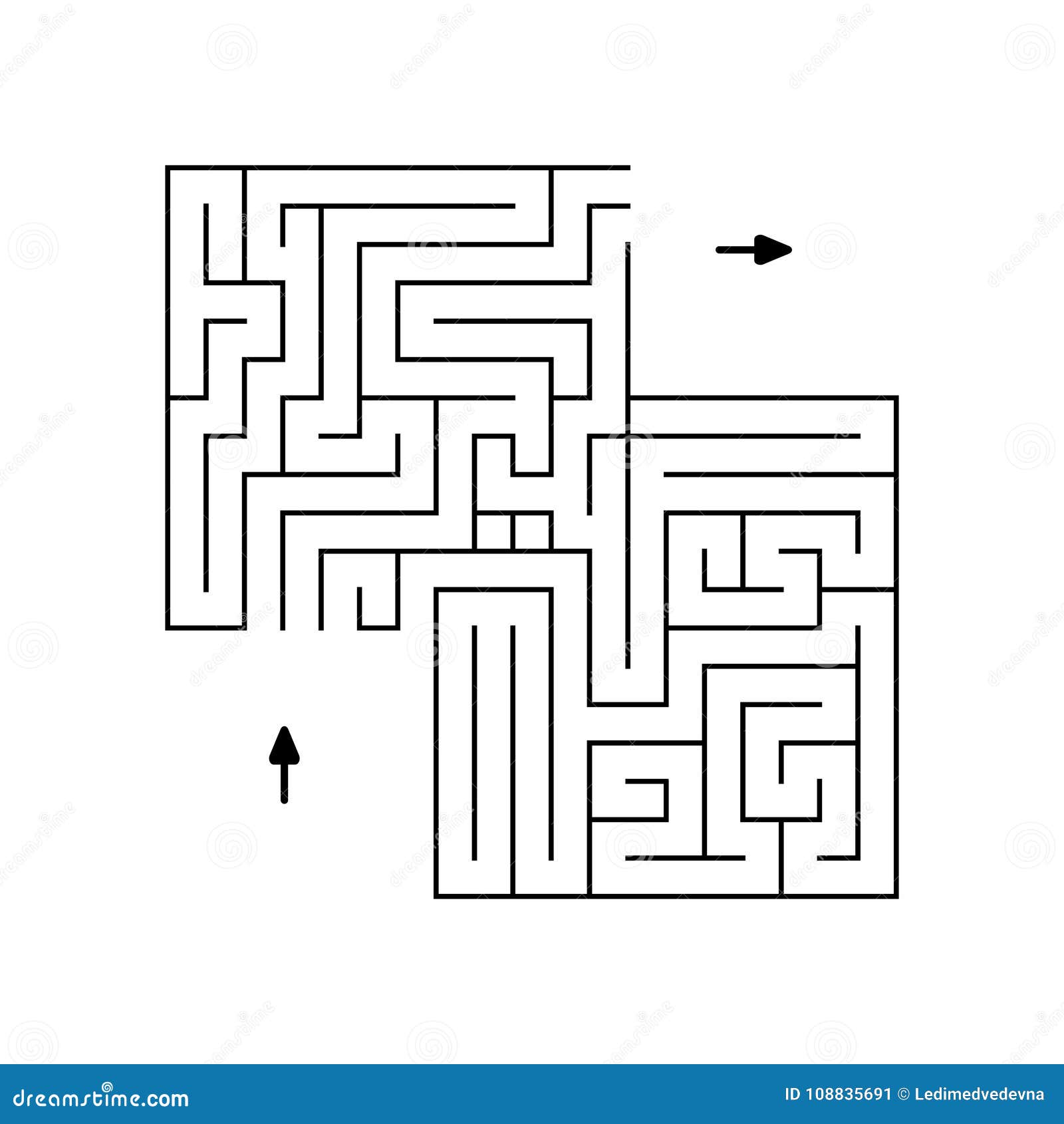 Laberinto Simple De Líneas Negras Con Dos Flechas Gráficos De Vector ...