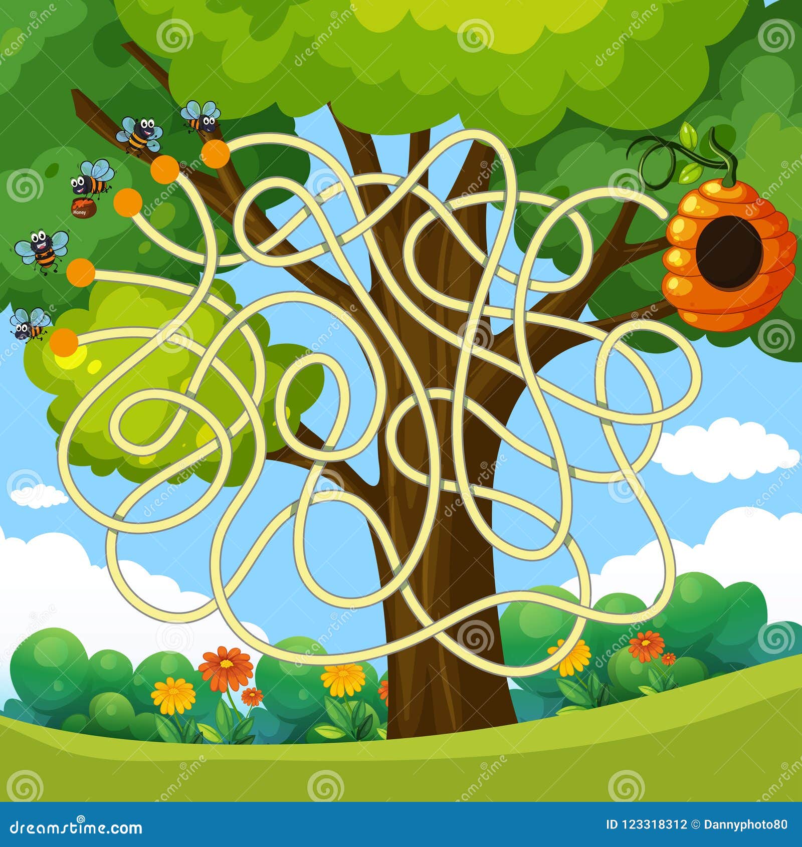 Laberinto Temático De La Abeja Y De La Colmena De La Abeja Ilustración ...
