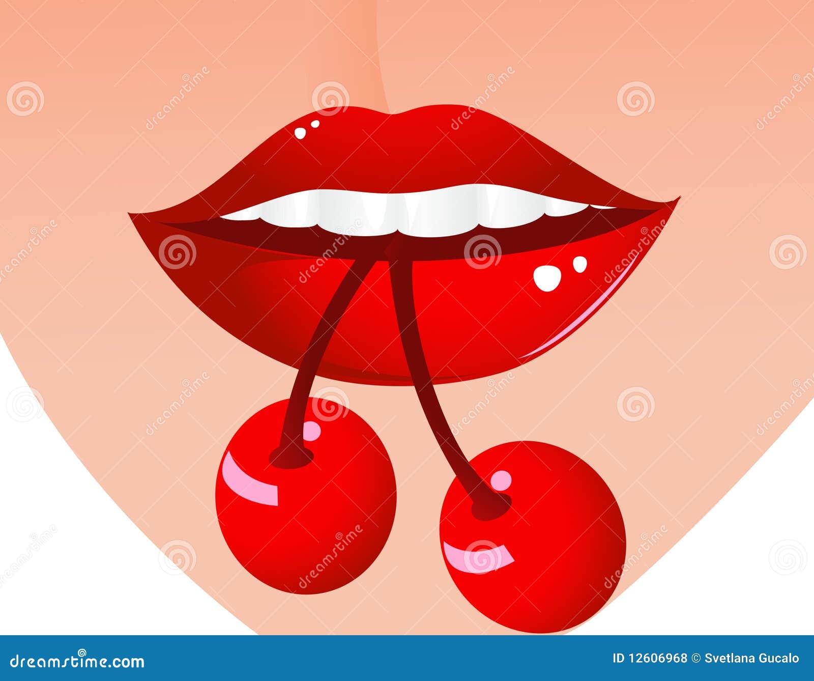 Labios Atractivos De La Cereza Ilustración del Vector - Ilustración de ...