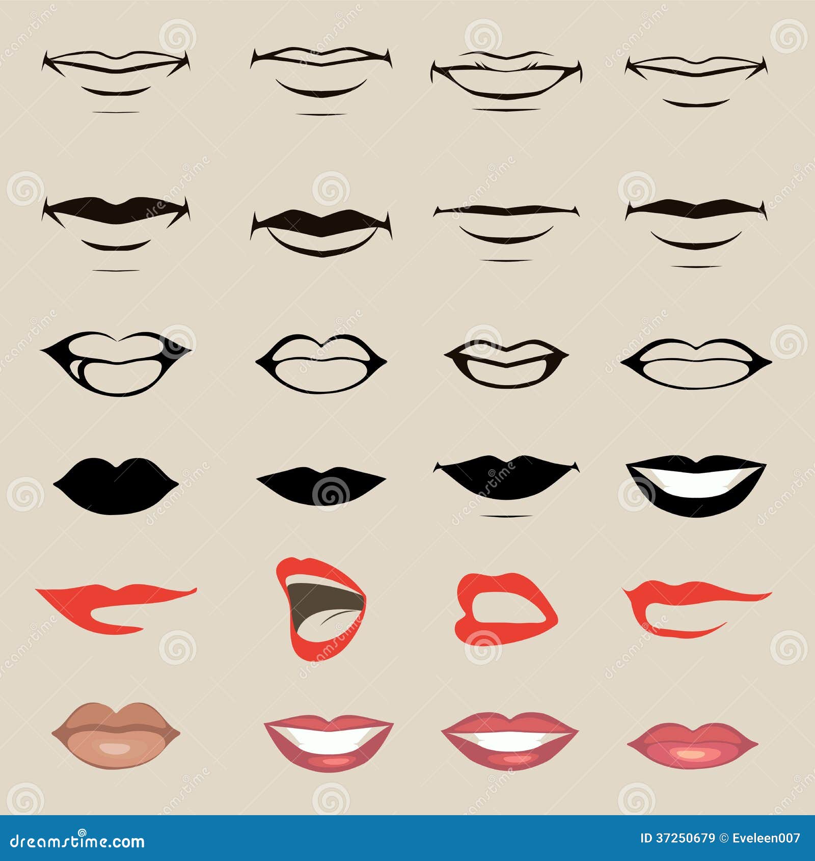 Labios del vector ilustración del vector. Ilustración de cosméticos ...