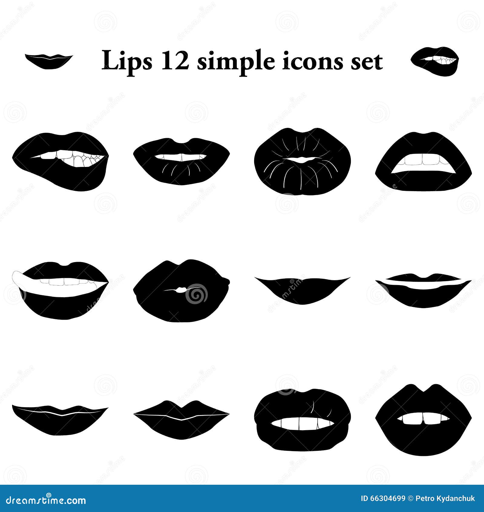 Labios 12 Iconos Simples Fijados Ilustración del Vector - Ilustración ...