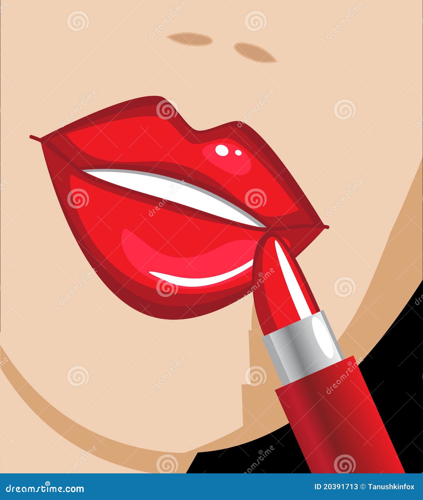 Labios rojos ilustración del vector. Ilustración de labios - 20391713