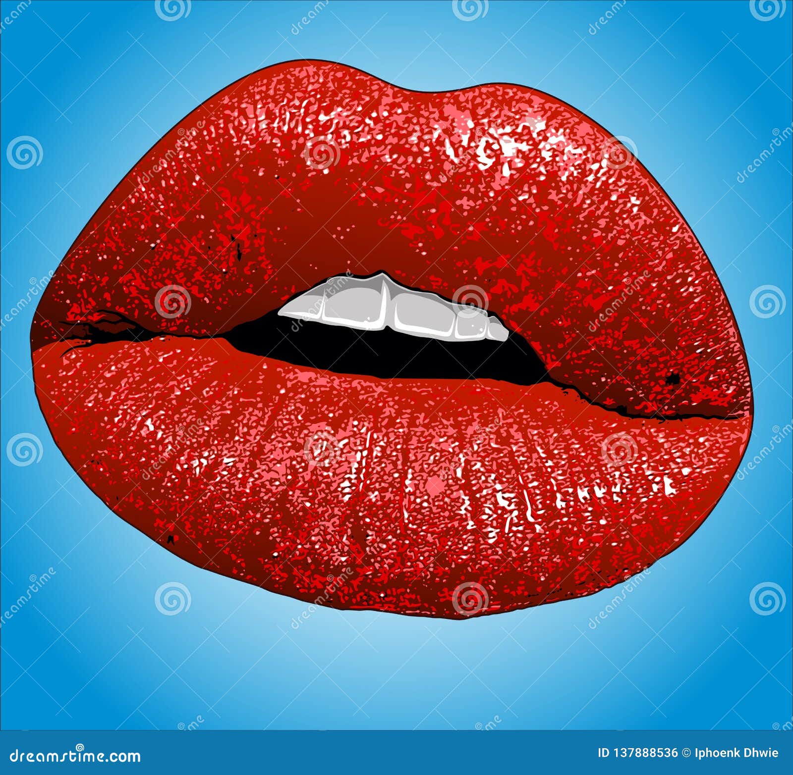 Labios Rojos Con El Fondo Azul, Ejemplo Del Vector Ilustración del ...