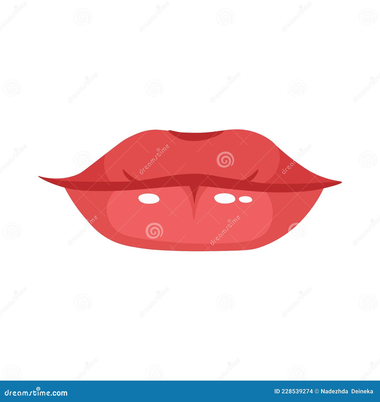 Labios Rojos. Estilo De Dibujos Animados Vectoriales Stock de ...