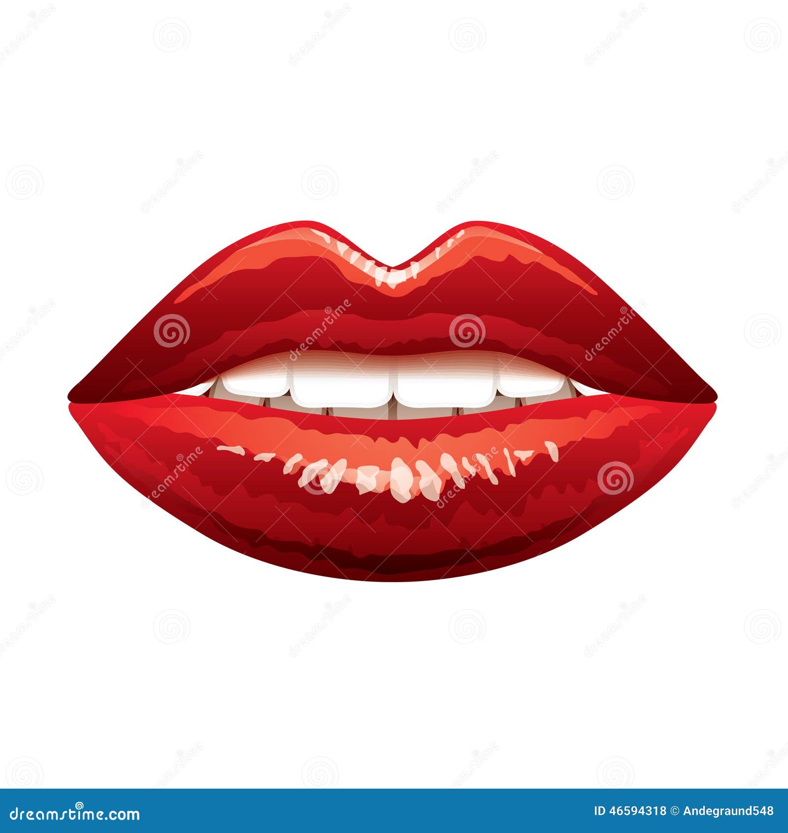 Labios Rojos Hermosos Aislados En El Vector Blanco Ilustración del ...