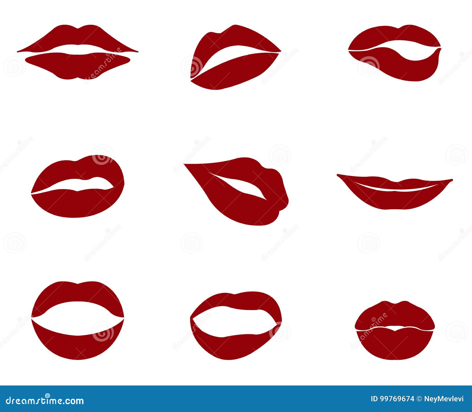 Labios Rojos Ilustrados En Blanco Ilustración del Vector - Ilustración ...