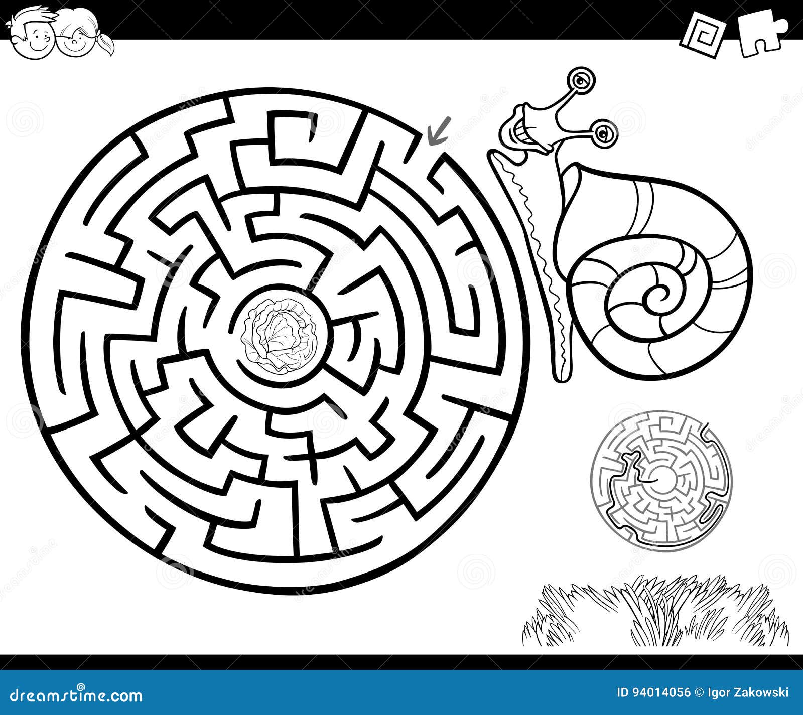 Labirinto Com O Caracol Para Colorir Ilustração do Vetor - Ilustração ...