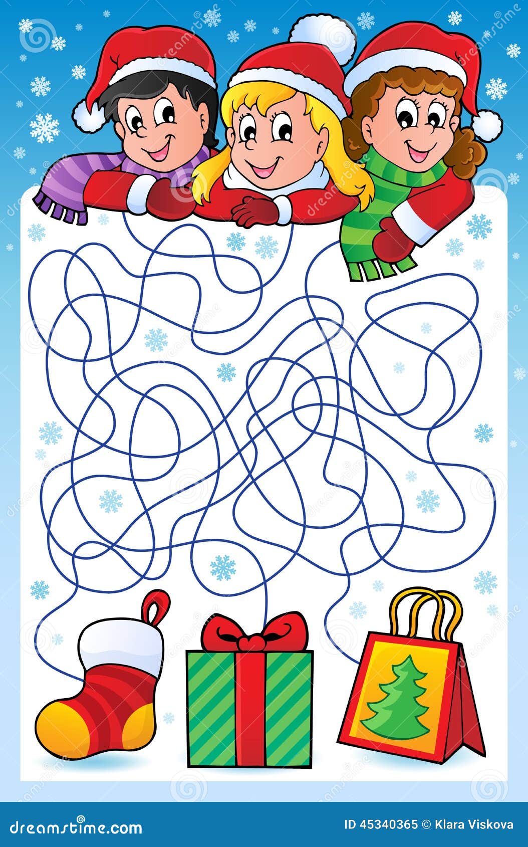 Labirinto 10 Con Il Tema Di Natale Illustrazione Vettoriale ...