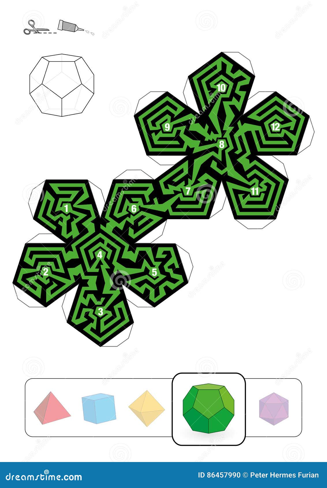 Labirinto Contínuo Platônico De Dodecahedron Ilustração do Vetor ...