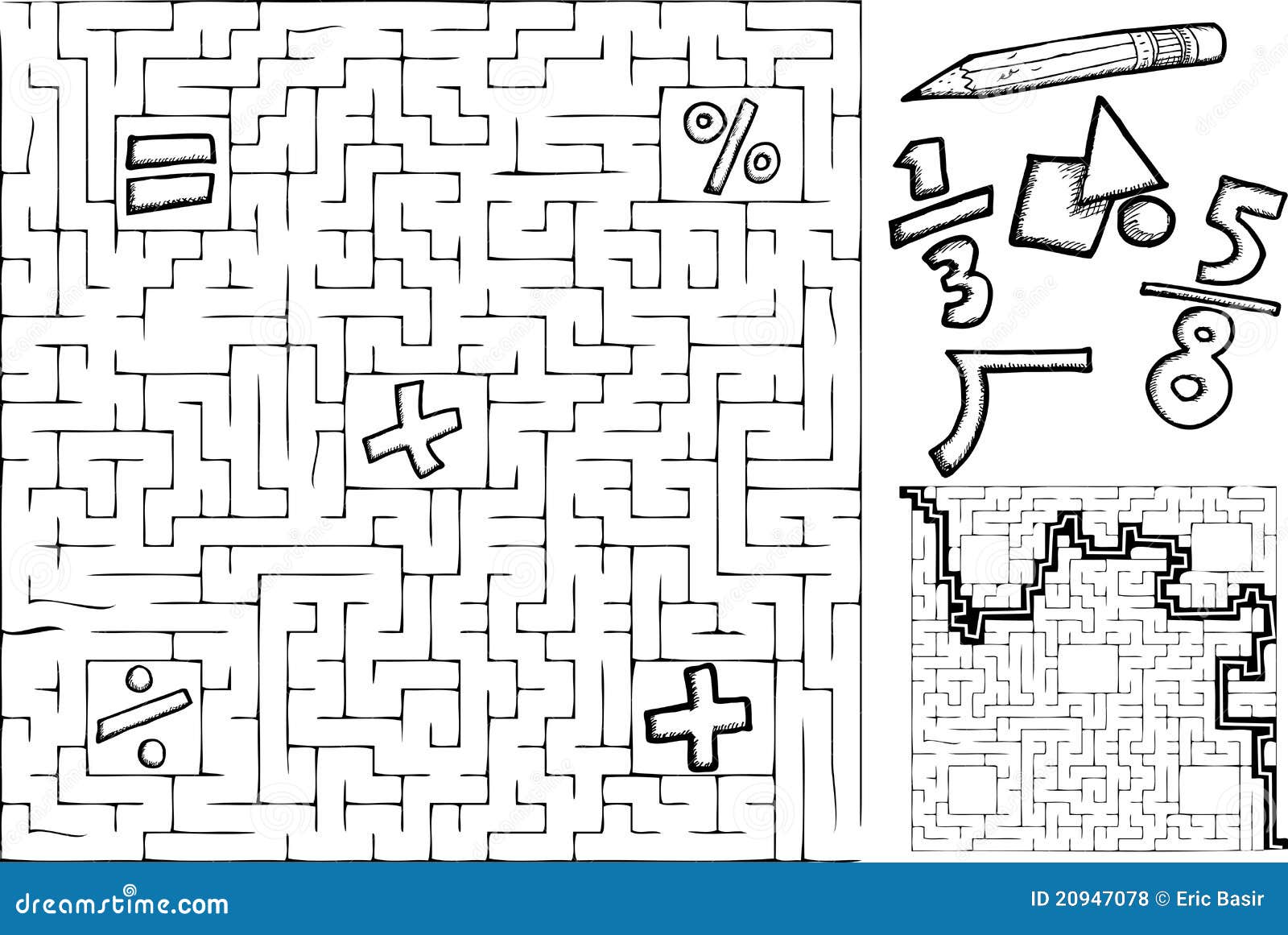Labirinto da matemática ilustração do vetor. Ilustração de folha - 20947078