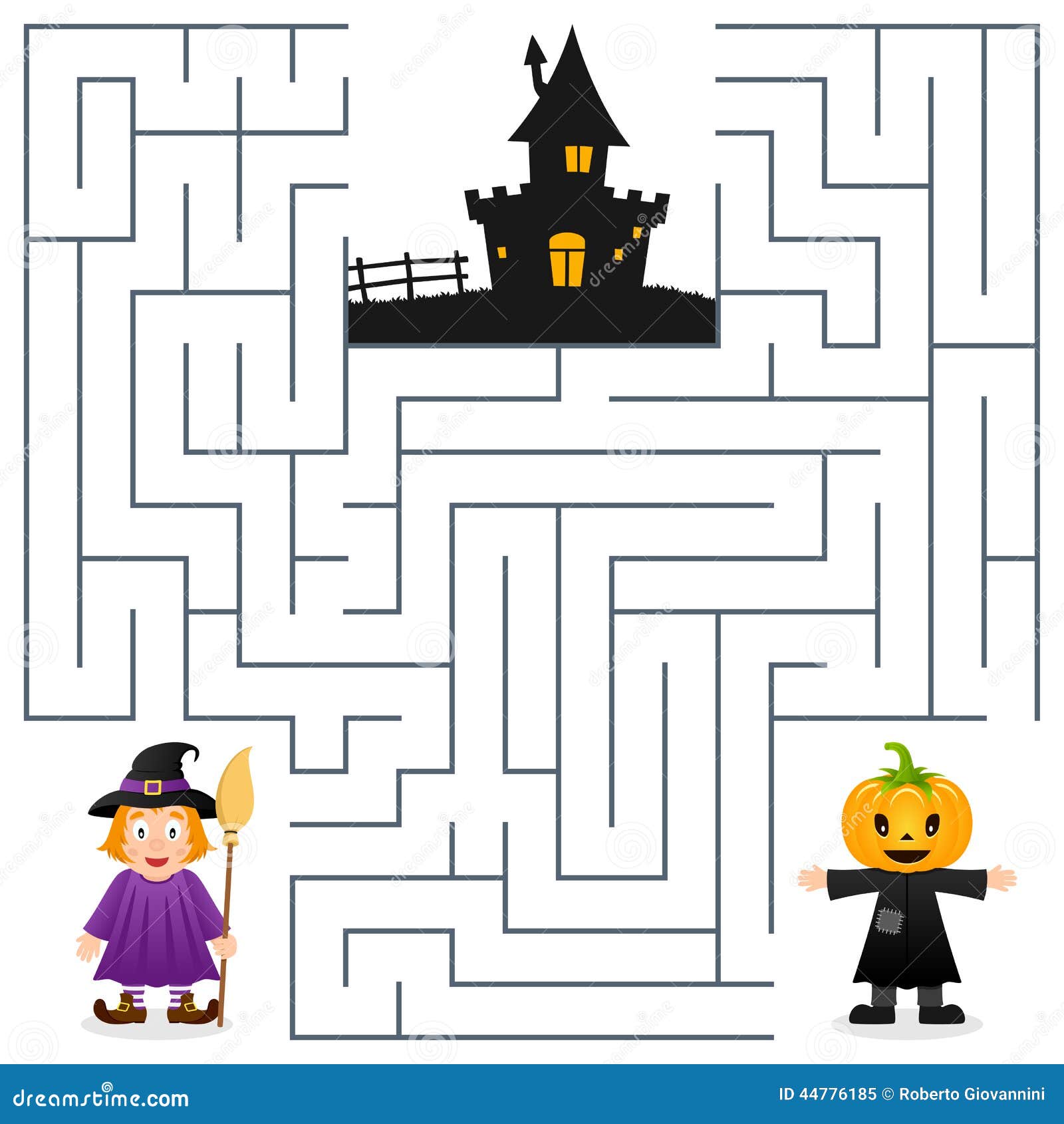 Labirinto De Dia Das Bruxas - Espantalho & Bruxa Ilustração do Vetor ...
